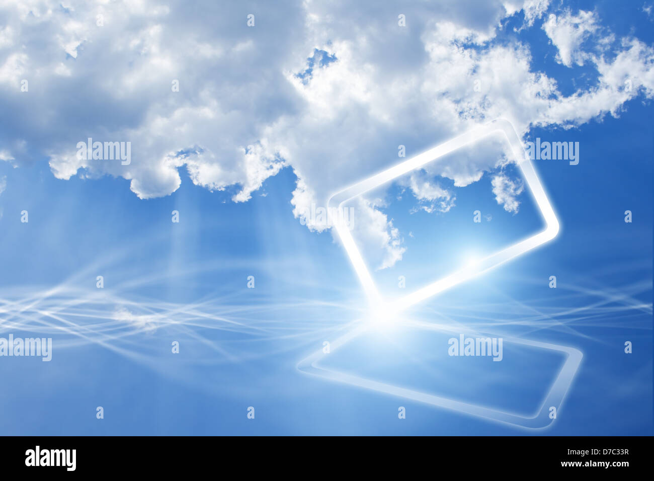 Technology background - concept of cloud computing. Abstract tablet PC ...