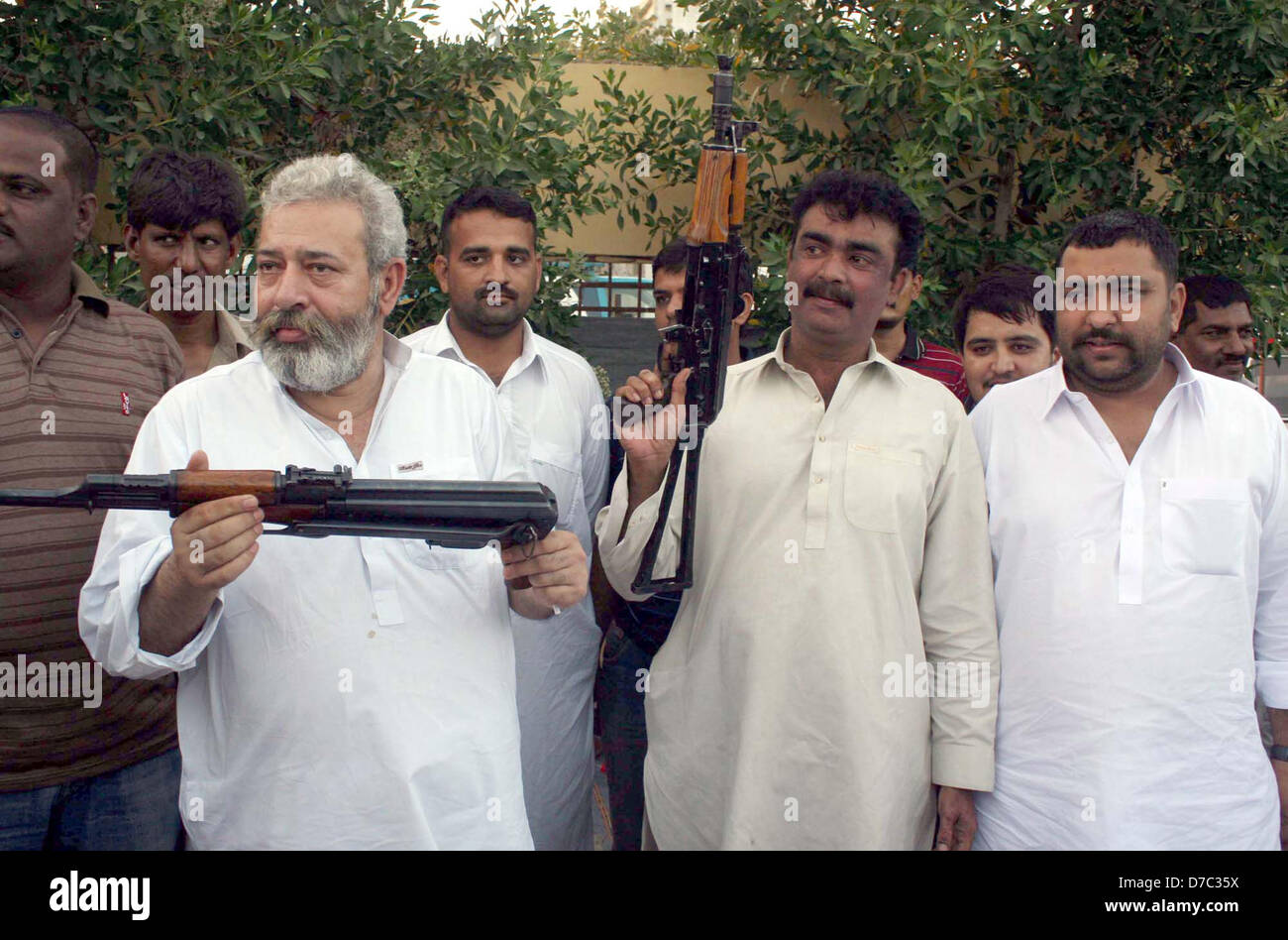 CID Police officials showing seized weapons that recovered from ...