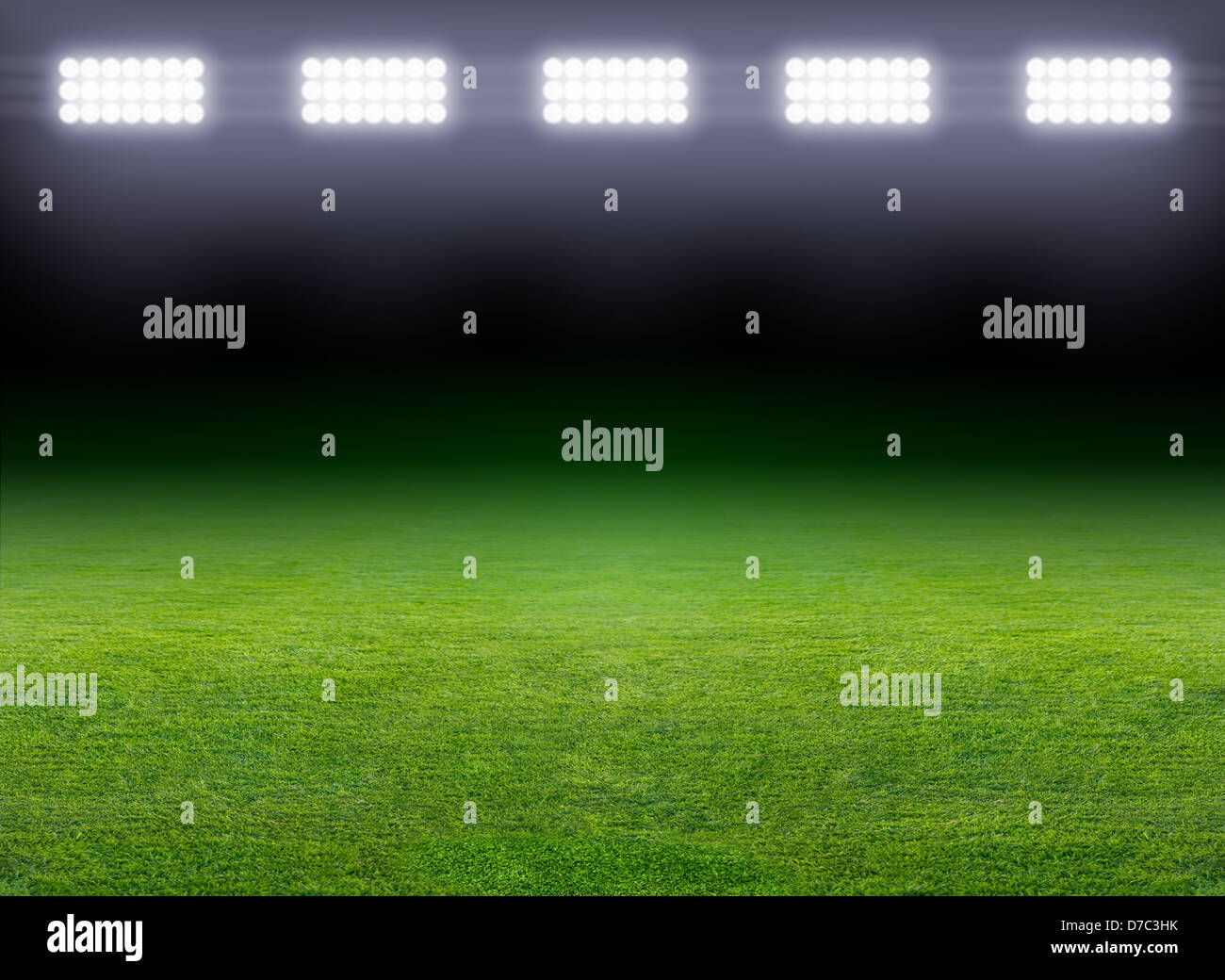 Green soccer stadium with bright lights Stock Photo - Alamy