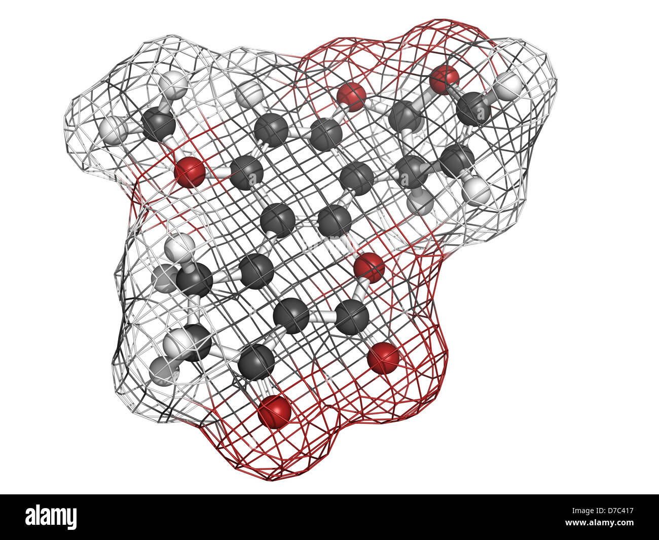 Aflatoxin B1 carcinogenic food contaminant molecule, chemical structure ...