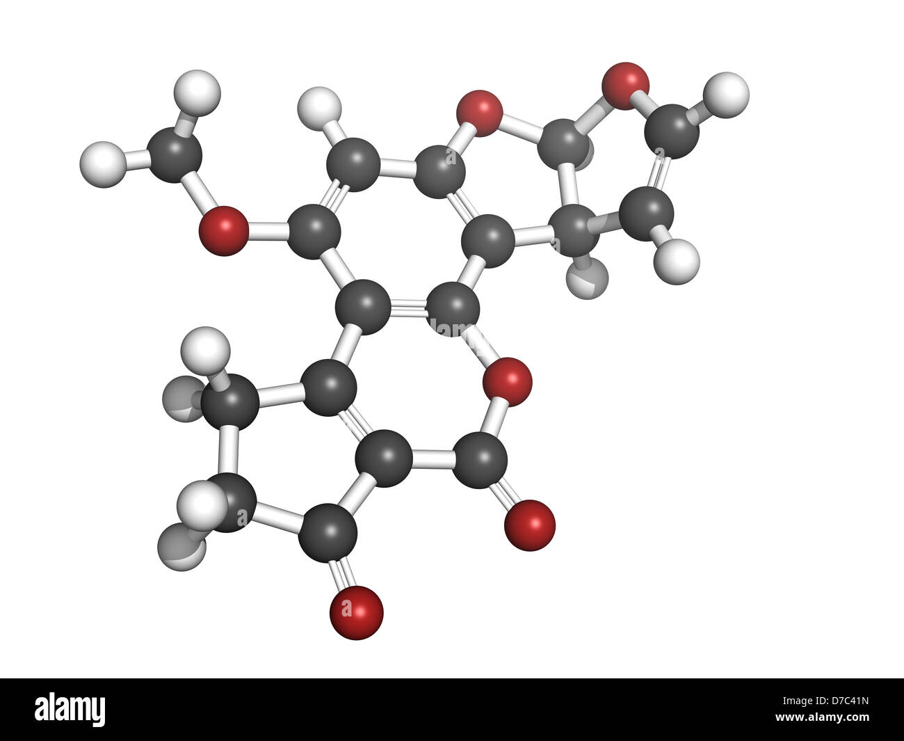 Aflatoxin B1 carcinogenic food contaminant molecule, chemical structure ...