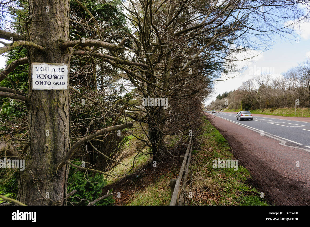 Religious sign typical of many erected in rural Protestant areas of ...