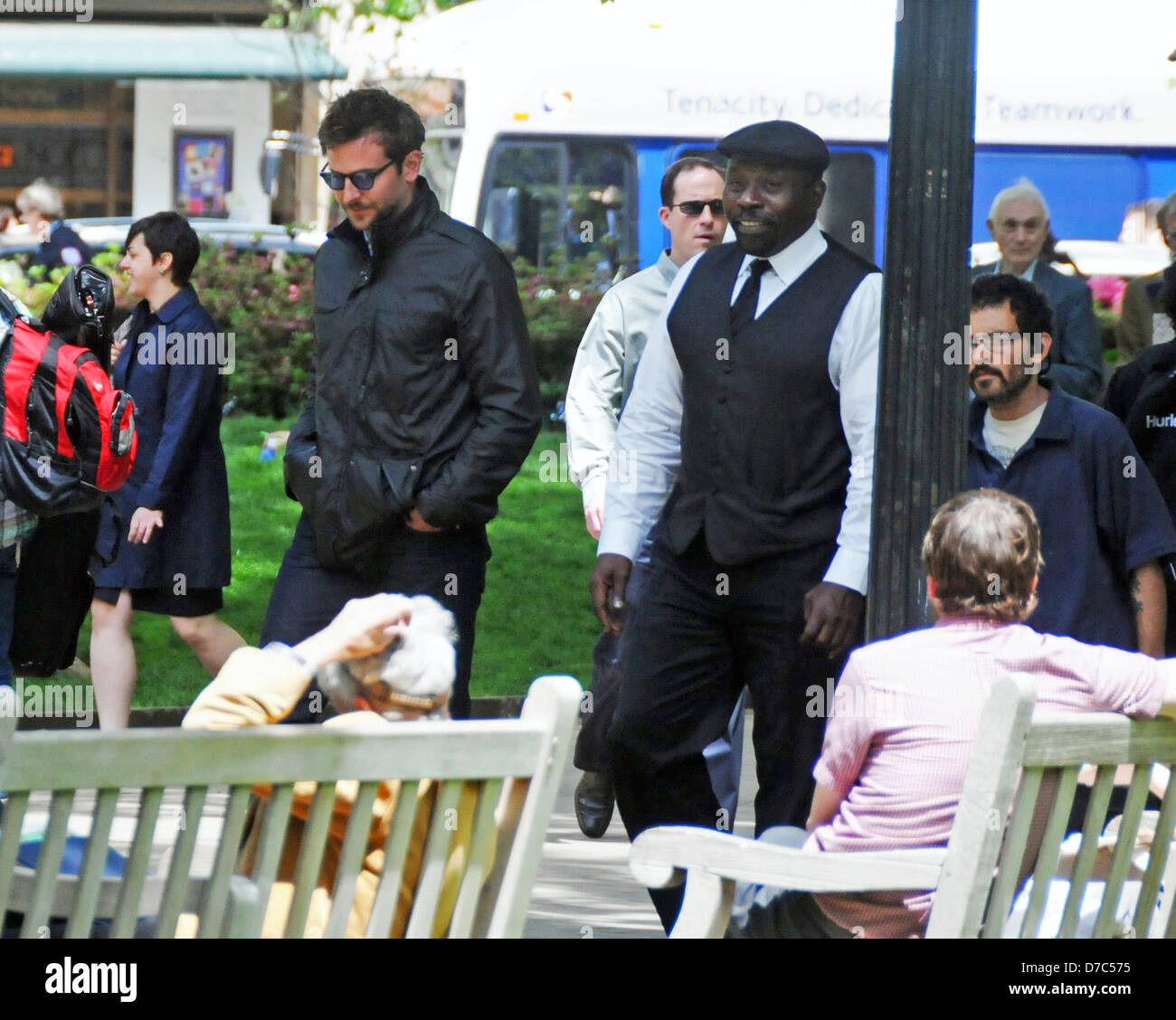 Bradley Cooper walking through Rittenhouse Square after having lunch at ...