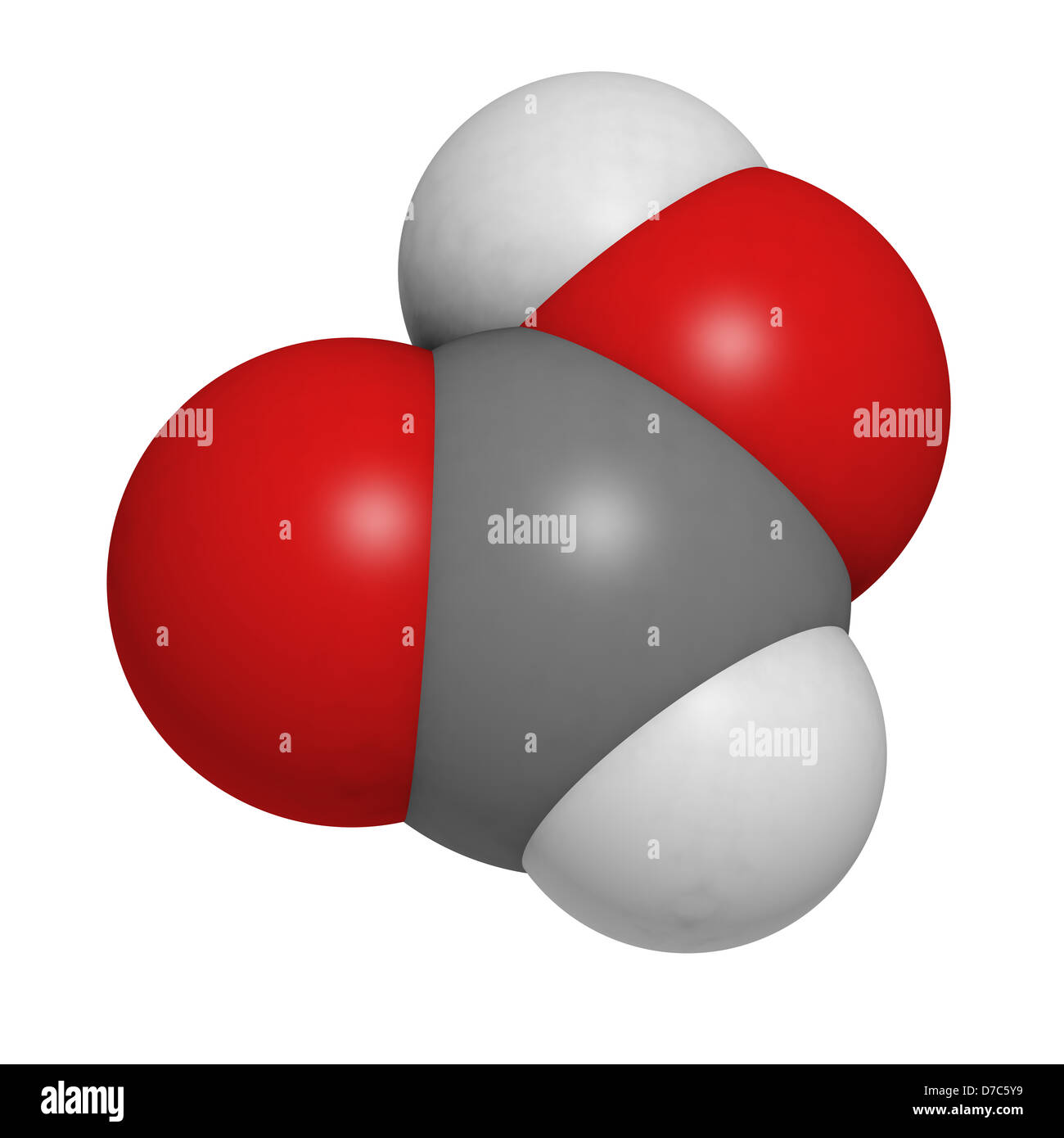 Formic acid ant sting chemical, molecular model. Atoms are represented ...