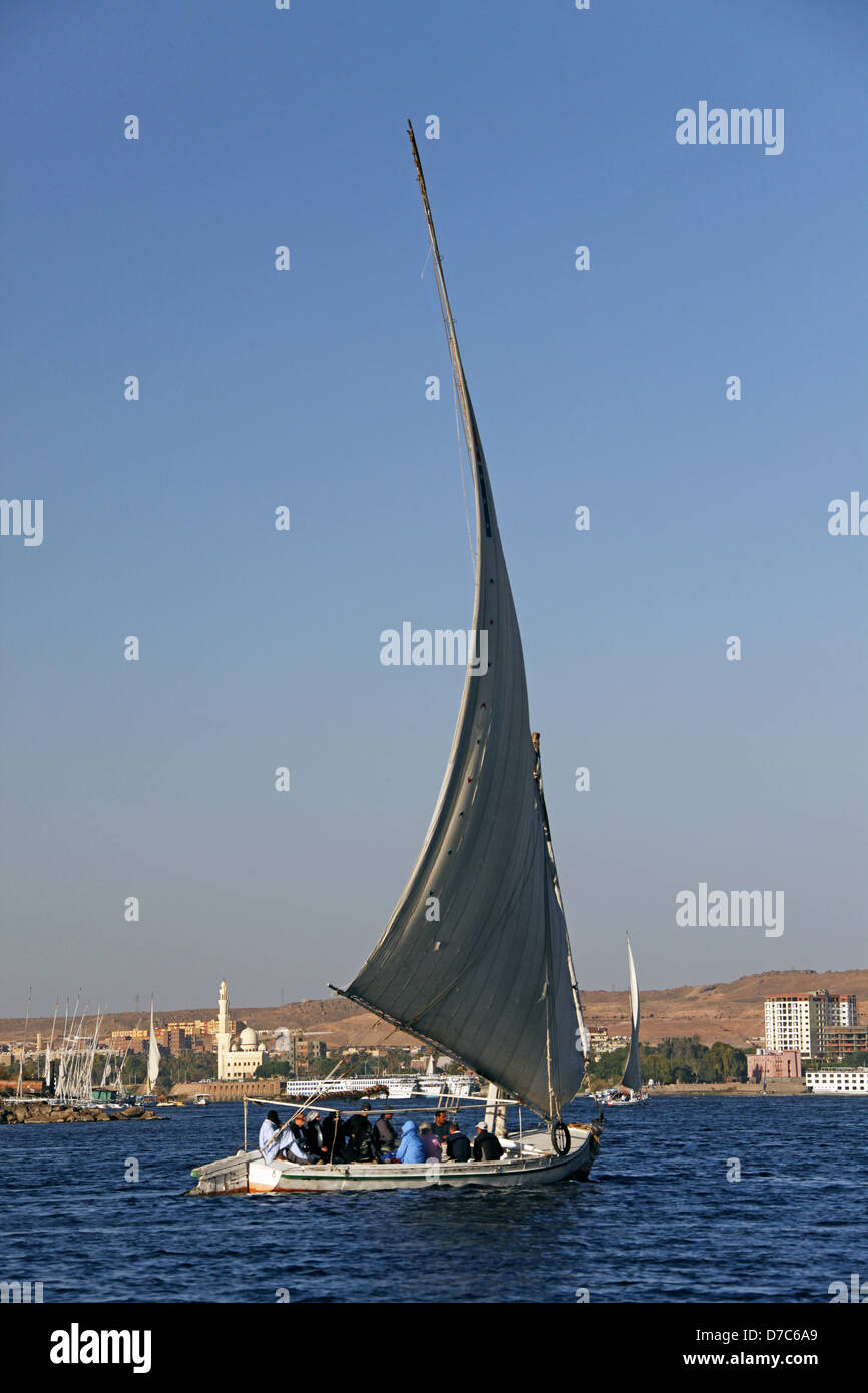 EGYPTIAN SAILING FELUCCA RIVER NILE ASWAN EGYPT 10 January 2013 Stock ...