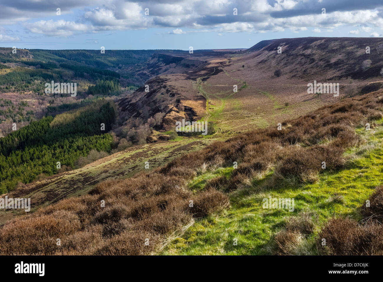 View of the rugged landscape of the North York Moors National Park on a ...