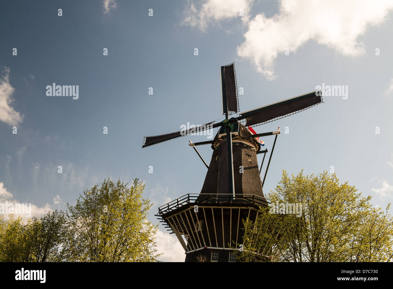 Amsterdam, The Netherlands. Typical Dutch Windmill on a sunny day Stock ...