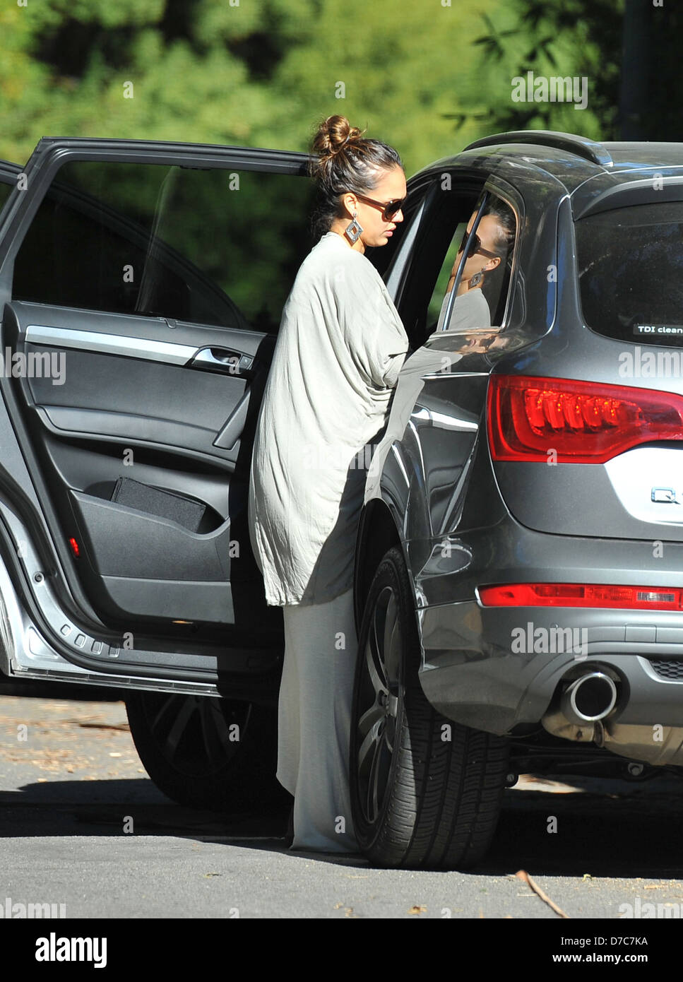 Jessica Alba is seen getting into her car outside a private residence ...