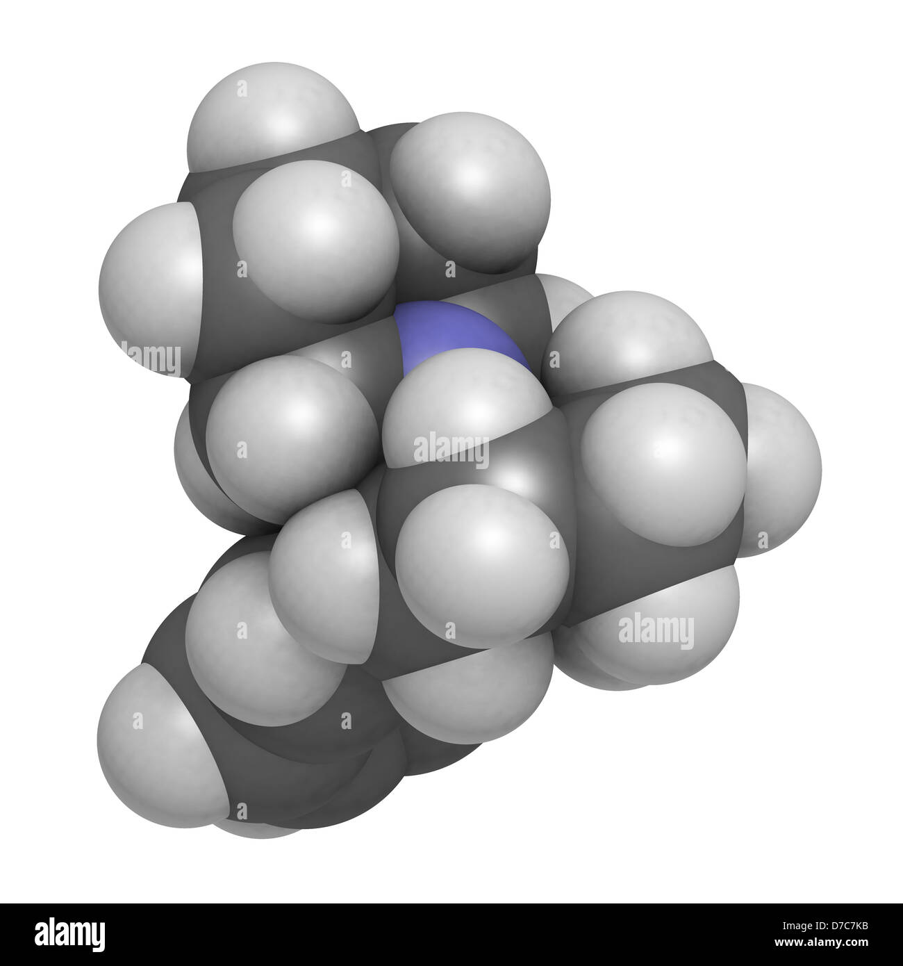 phencyclidine (PCP, angel dust) recreational drug, molecular model ...