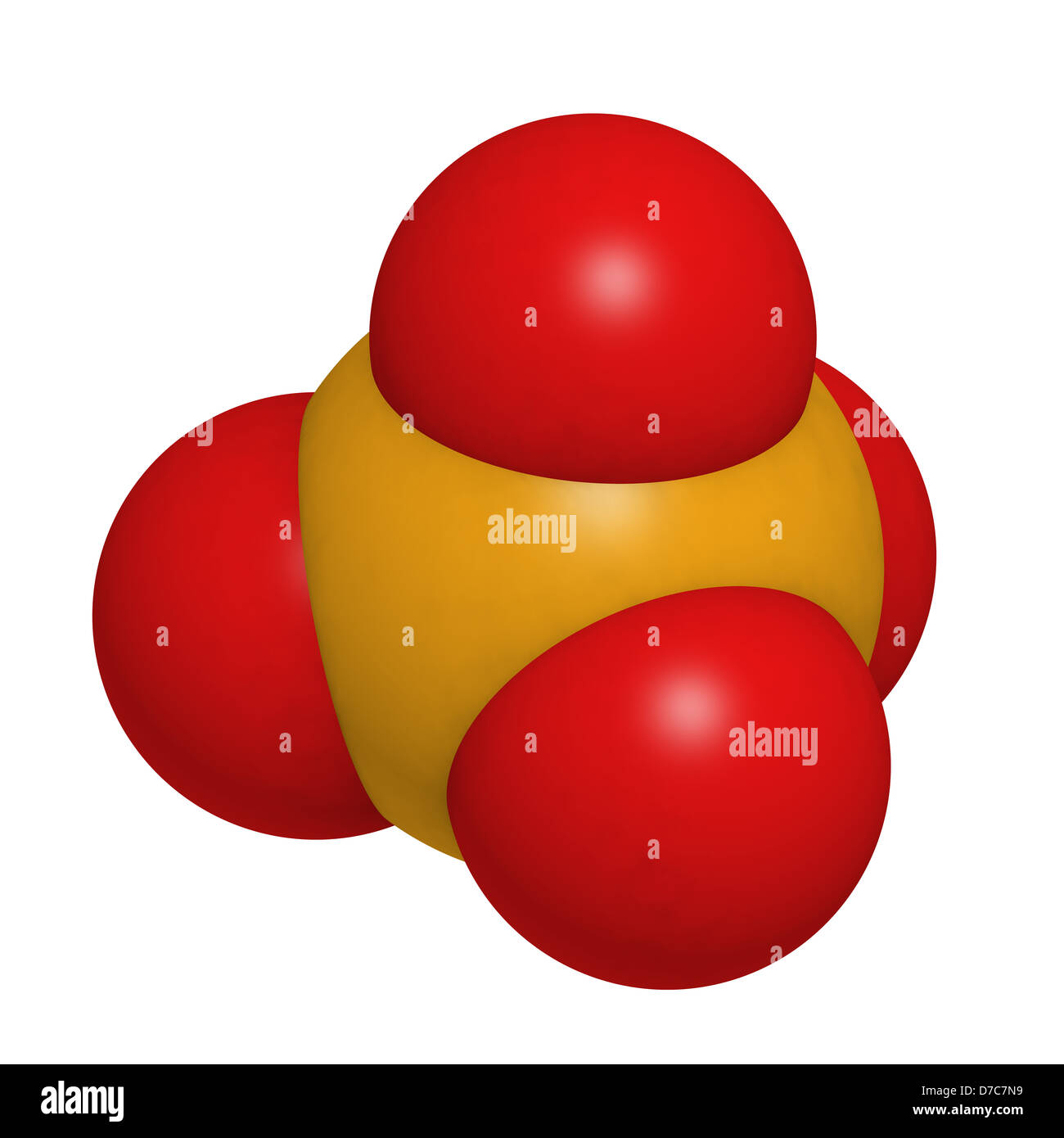 Phosphate, molecular model. Atoms are represented as spheres with ...