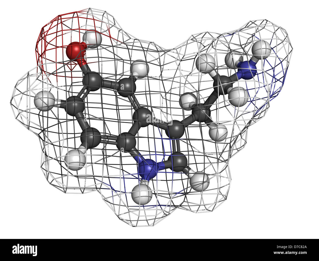 Serotonin neurotransmitter, molecular model. Serotonin is also known as ...