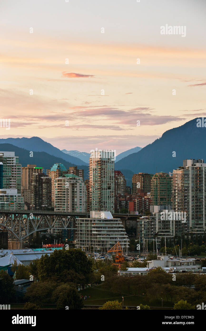City Skyline At Sunset;Vancouver British Columbia Canada Stock Photo ...