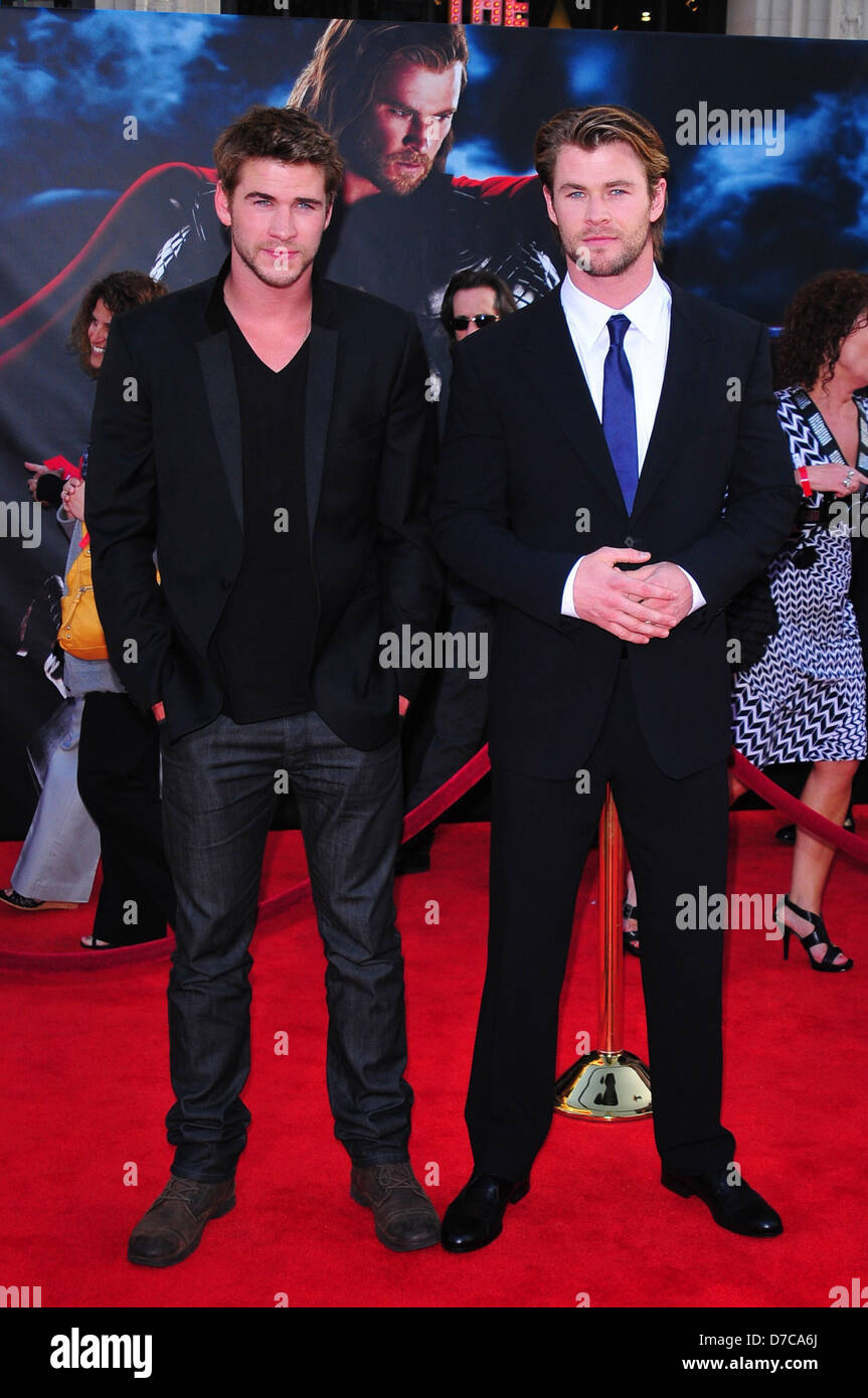 Liam Hemsworth and Chris Hemsworth Los Angeles Premiere of "Thor" held ...