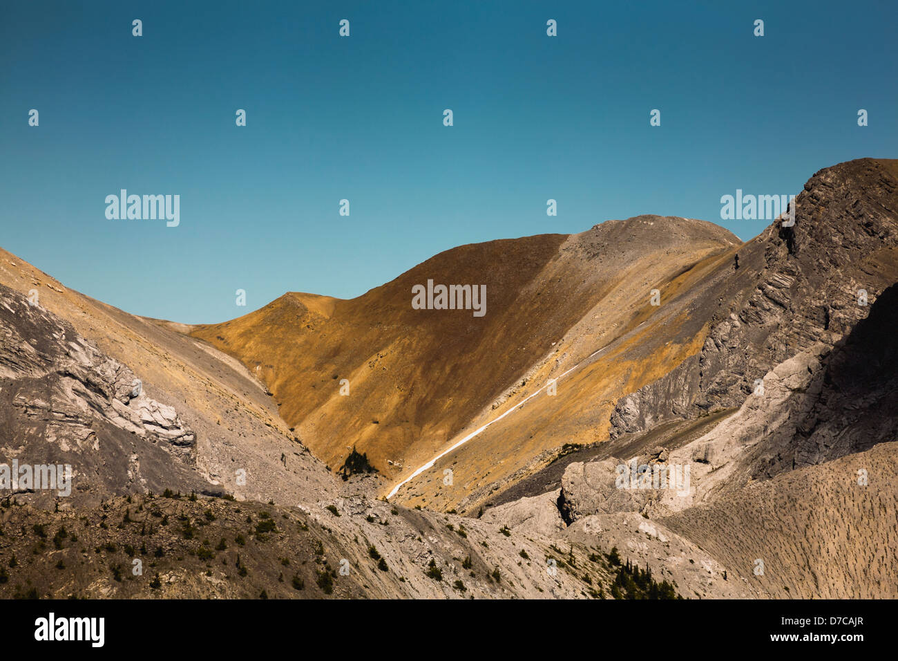 Red and orange scree slopes in the rocky mountains;Kananaskis alberta ...