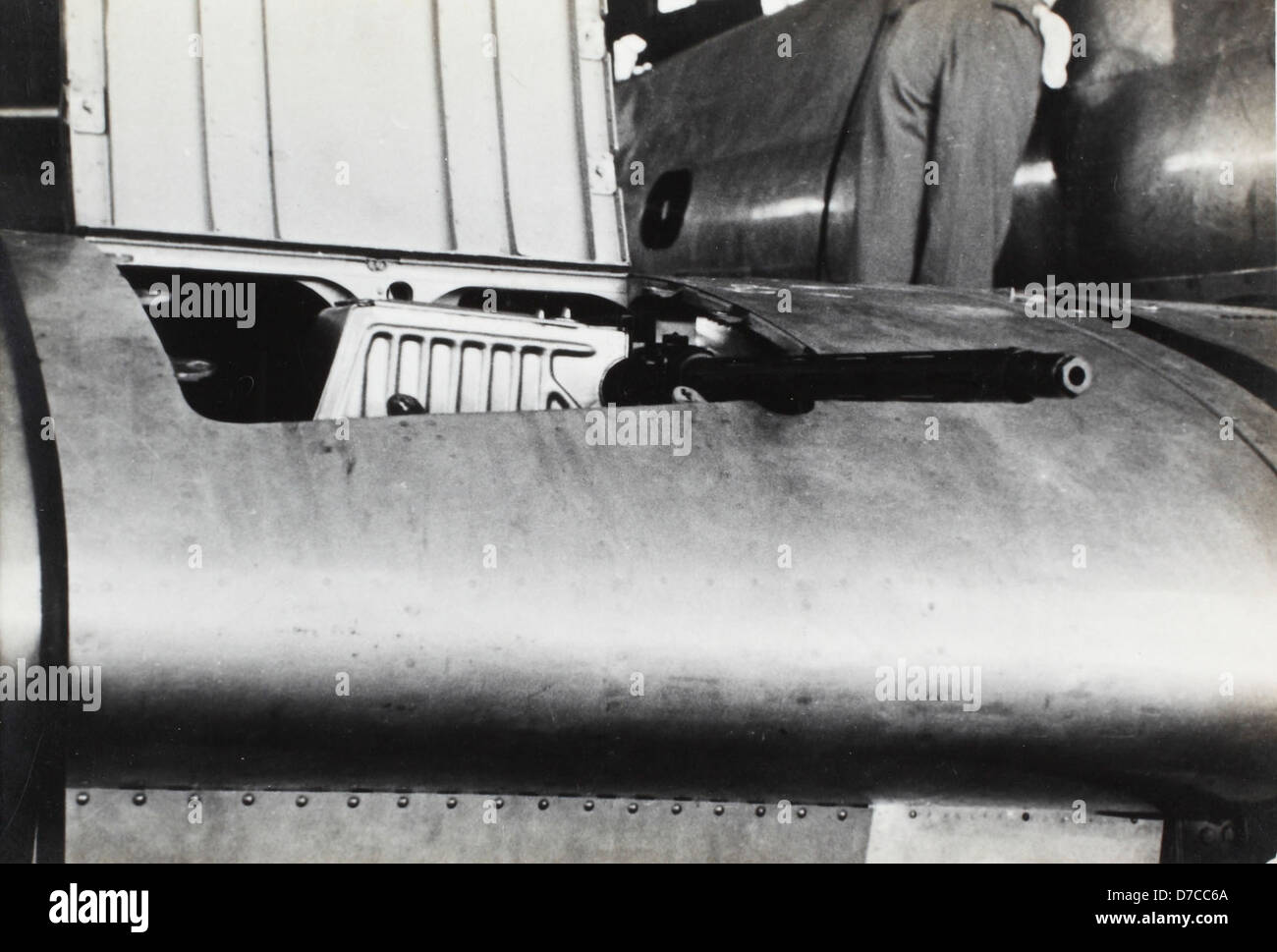 Closeup photograph showing detailed construction of an aircraft ...