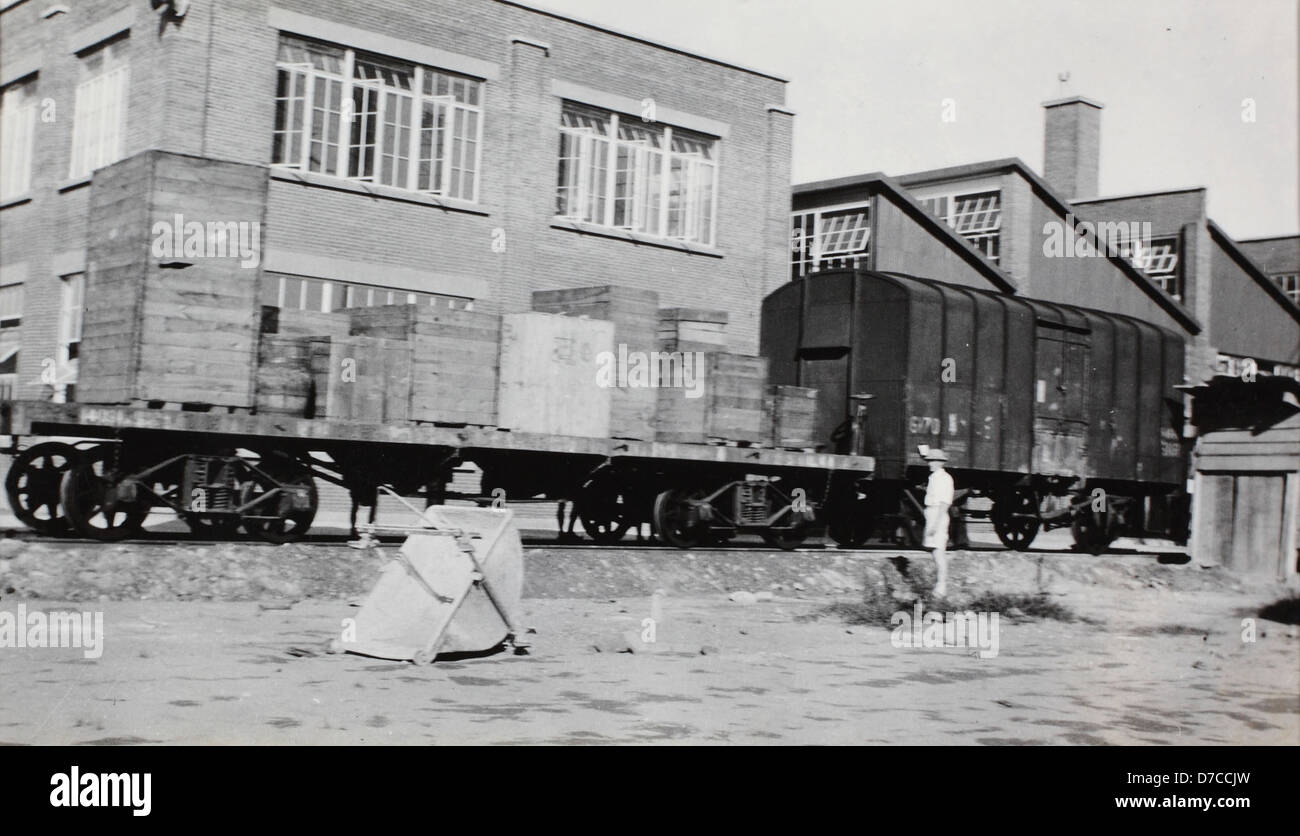 This image depicts a train transporting supplies for military ...