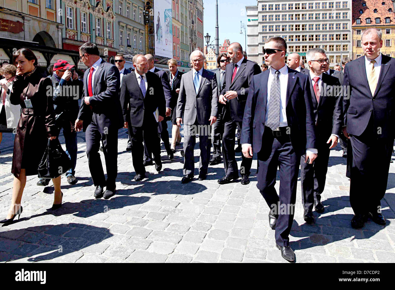 King Carl XVI Gustaf of Sweden walking with security while on an ...