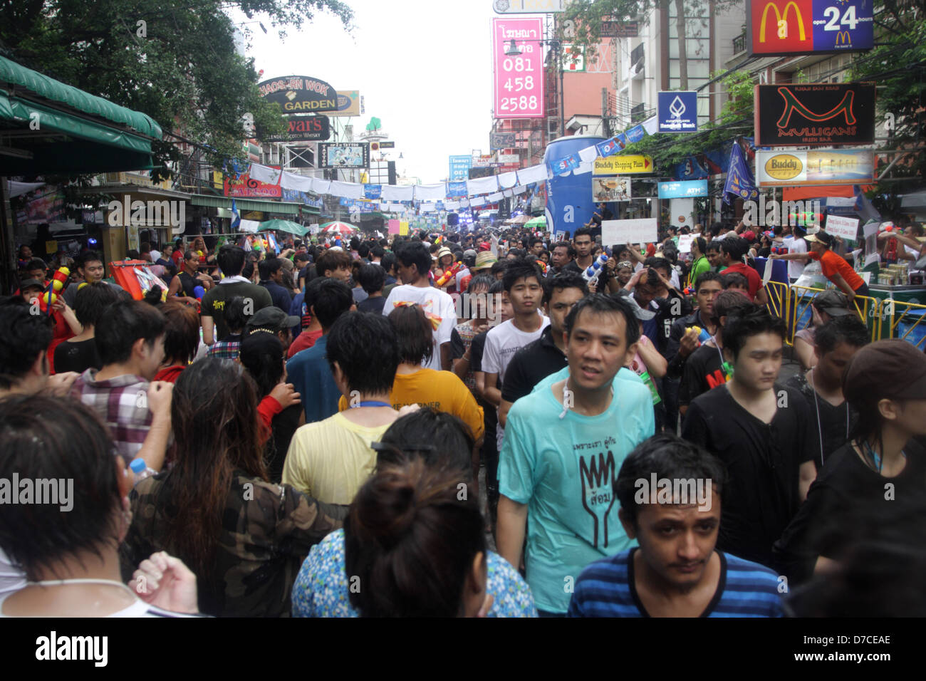 Crowd during Songkran Thailand's new year festival at Khao San Road ...