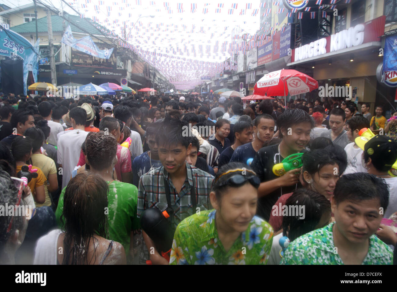 Crowd during Songkran Thailand's new year festival at Khao San Road ...