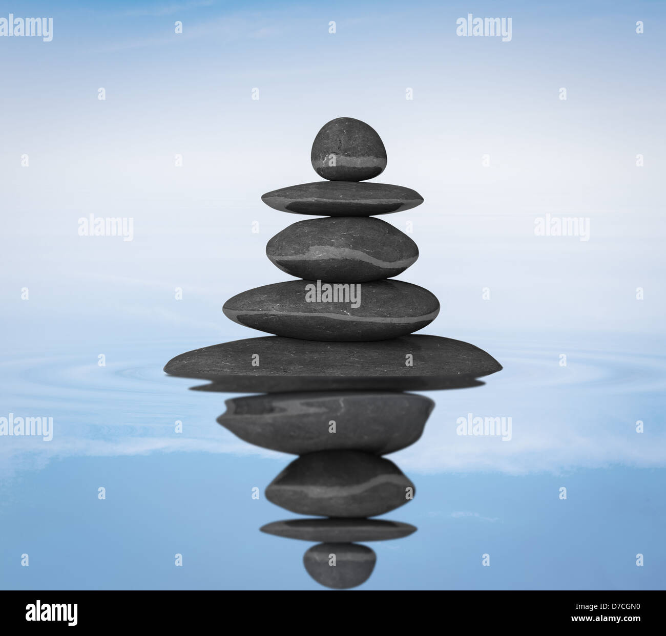 Meditation relaxation balance concept - Zen stones in water with ...