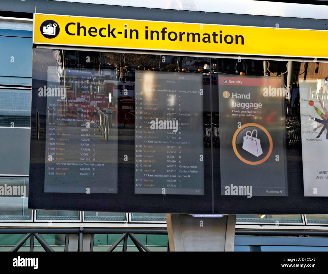 Check-in infromation board at Heathrow Airport as more than 2 million ...