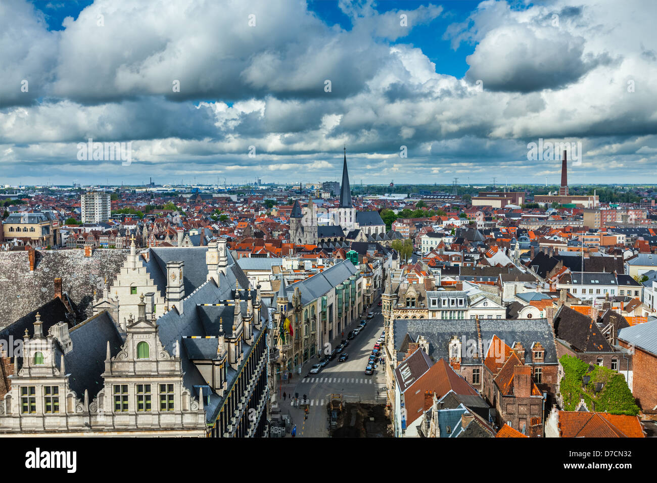 Aerial view of Ghent from Belfry. Ghent, Belgium Stock Photo - Alamy