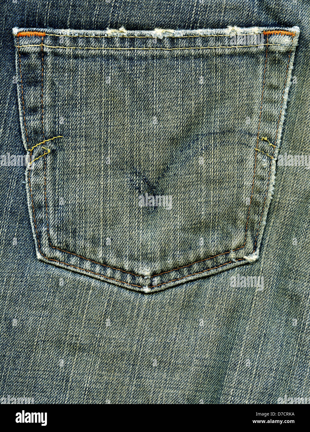 High resolution scan what used to be blue denim fabric. back pocket ...