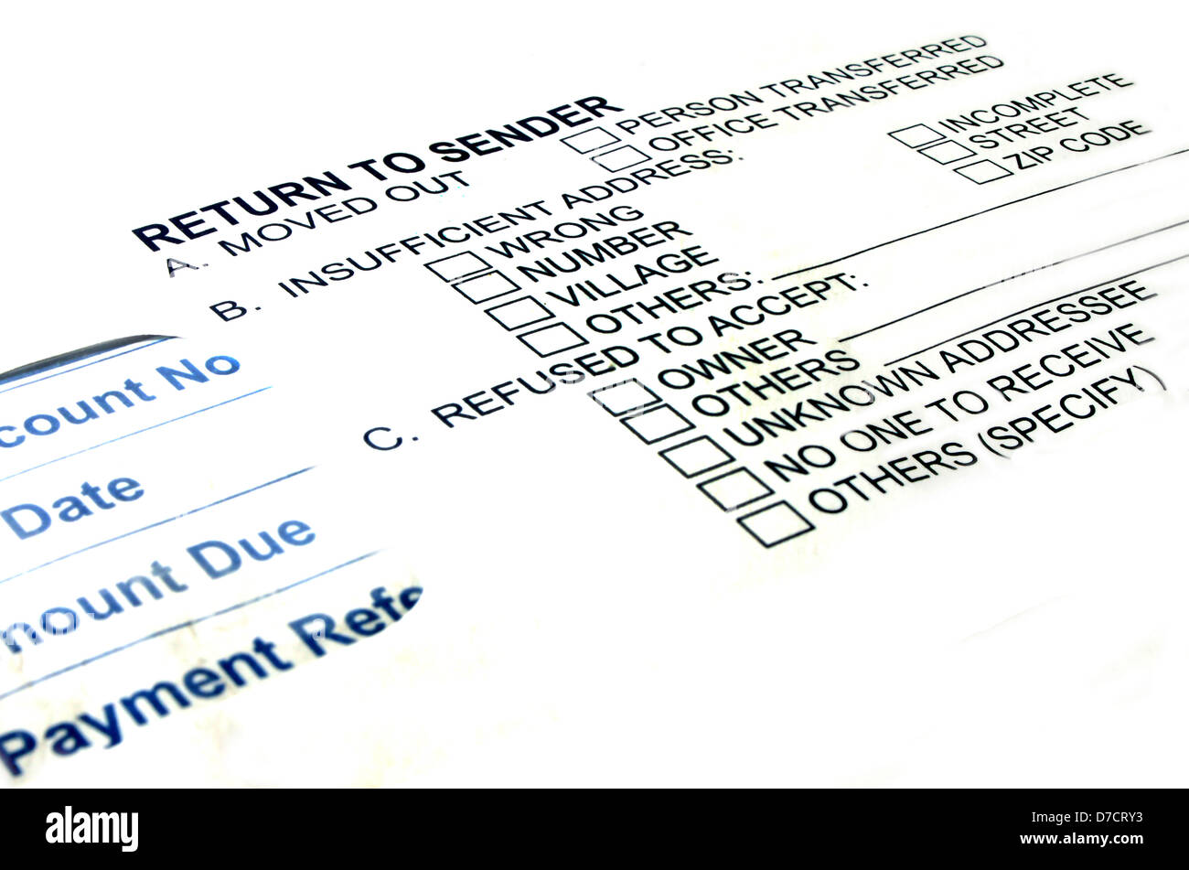 Return to sender hi-res stock photography and images - Alamy