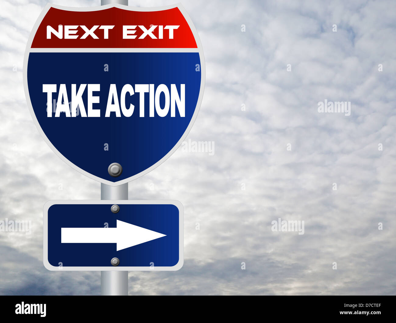 Take action road sign Stock Photo - Alamy