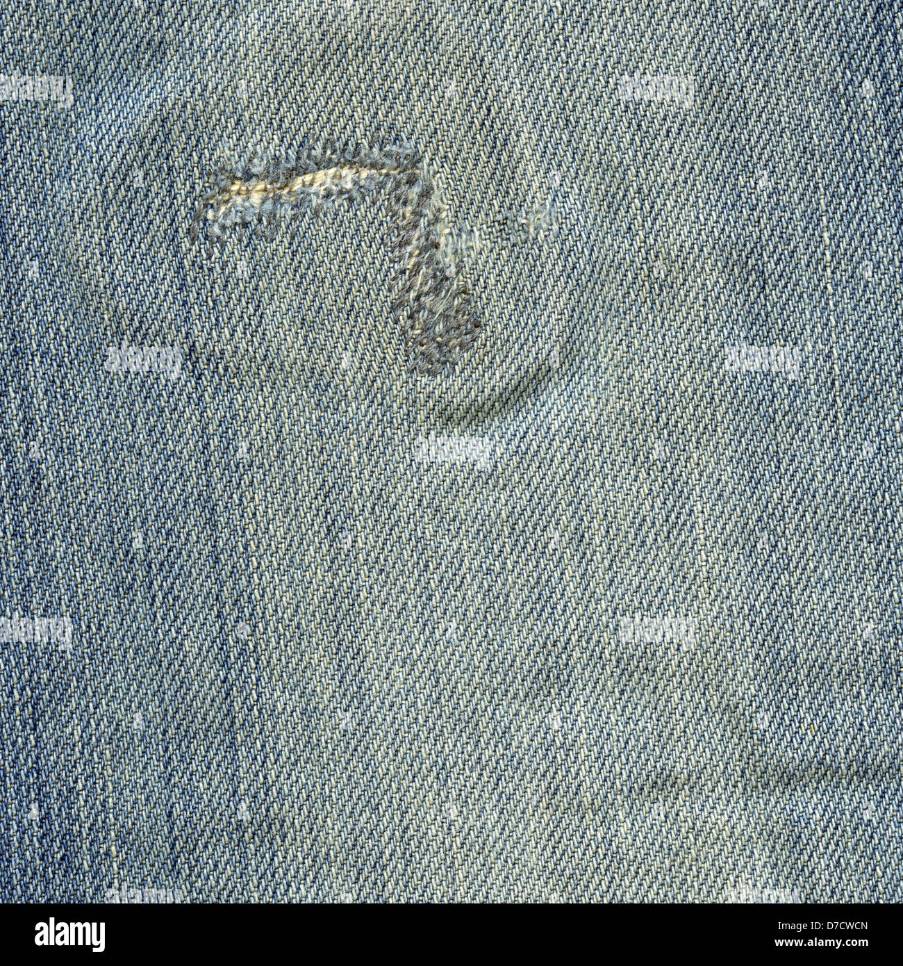 High resolution scan blue denim fabric large stitch-fixed rip general ...