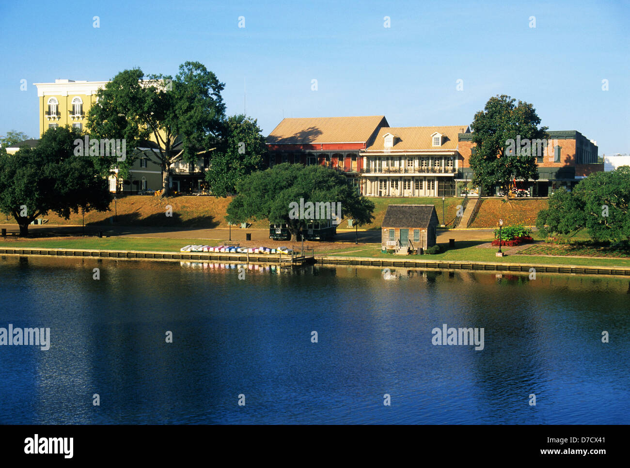 Elk283-2548 Louisiana, Natchitoches, town across Cane River Lake Stock ...