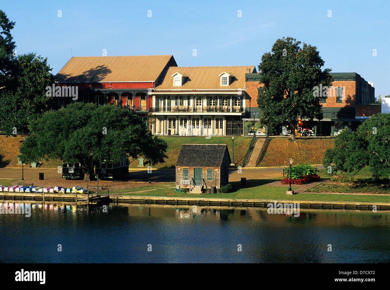Elk283-2554 Louisiana, Natchitoches, town across Cane River Lake Stock ...