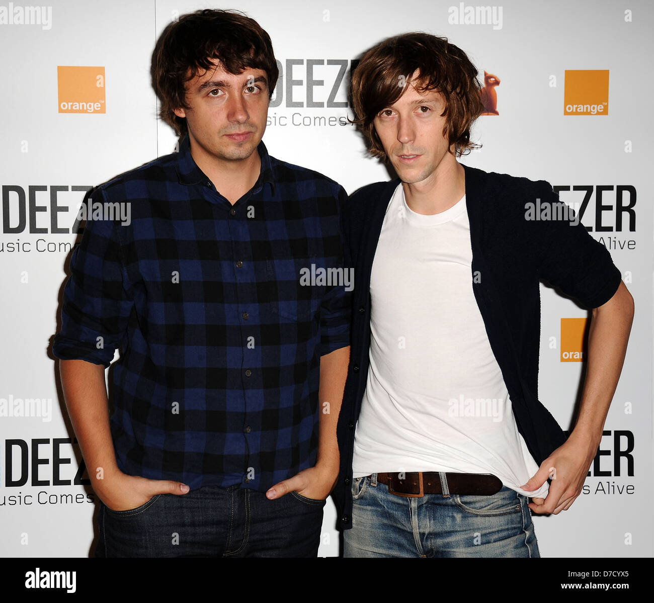 Pierre Leroux and Victor Le Masne of Housse De Racket attend Deezer ...