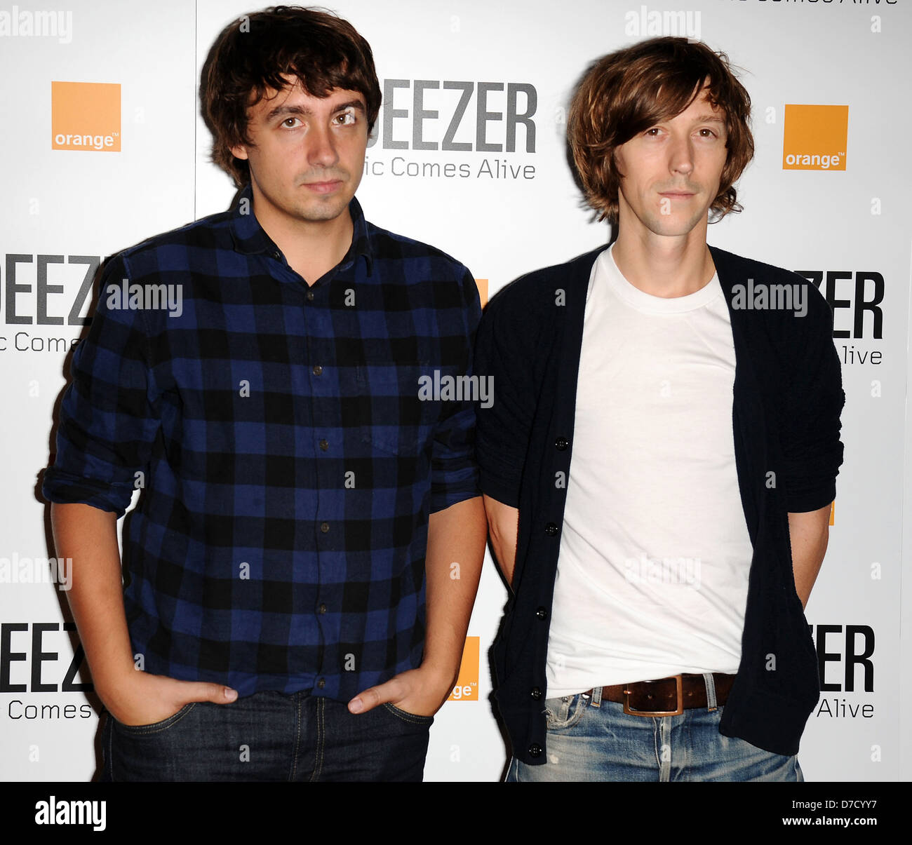 Pierre Leroux and Victor Le Masne of Housse De Racket attend Deezer ...