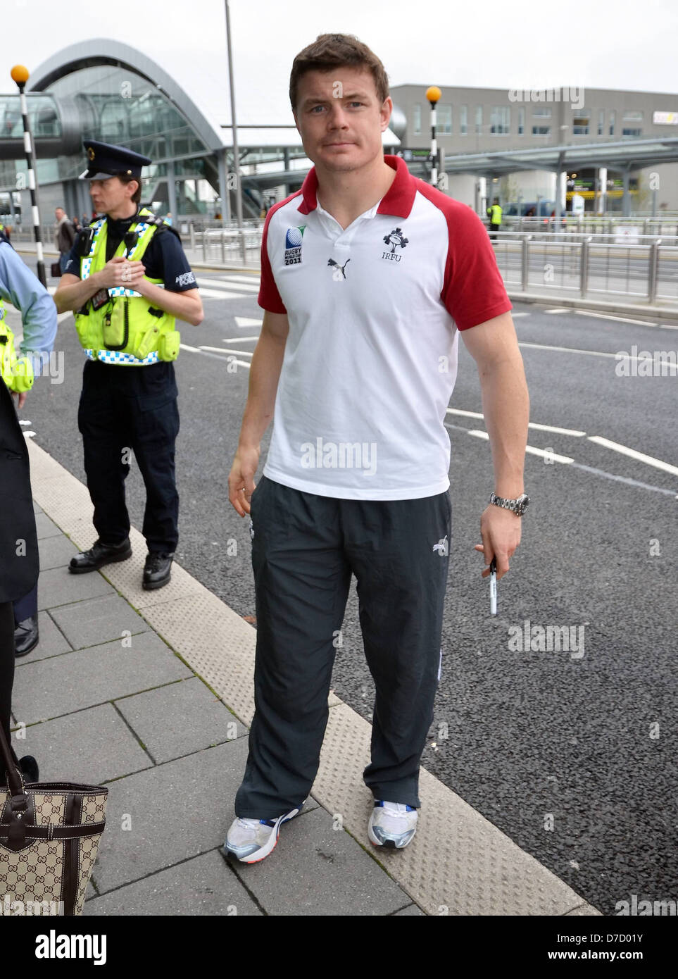 Brian O'Driscoll The Irish Rugby team are met at Dublin Airport by fans ...