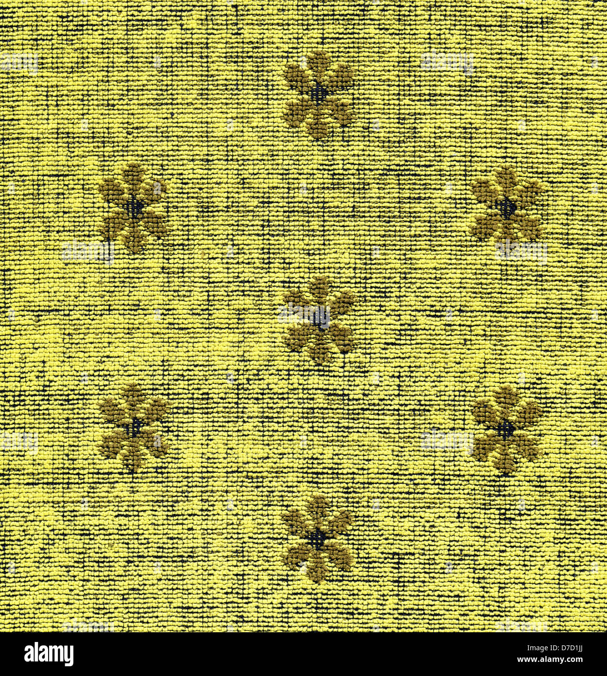 High resolution close up yellow cotton fabric khaki decorative patterns ...