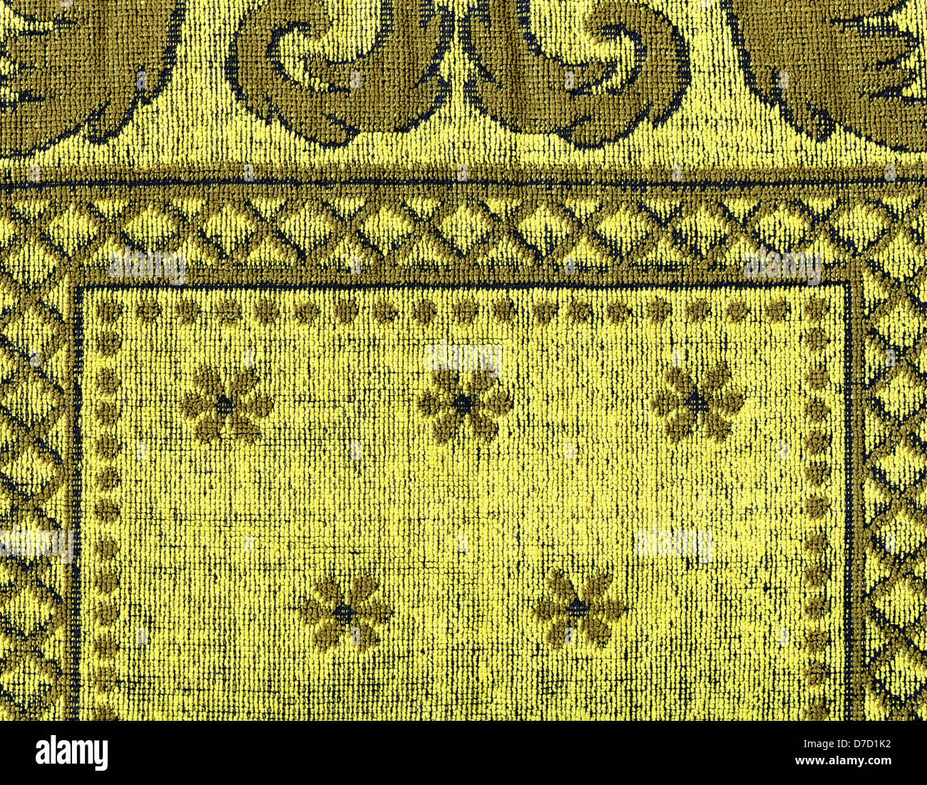 High resolution close up yellow cotton fabric khaki decorative patterns ...