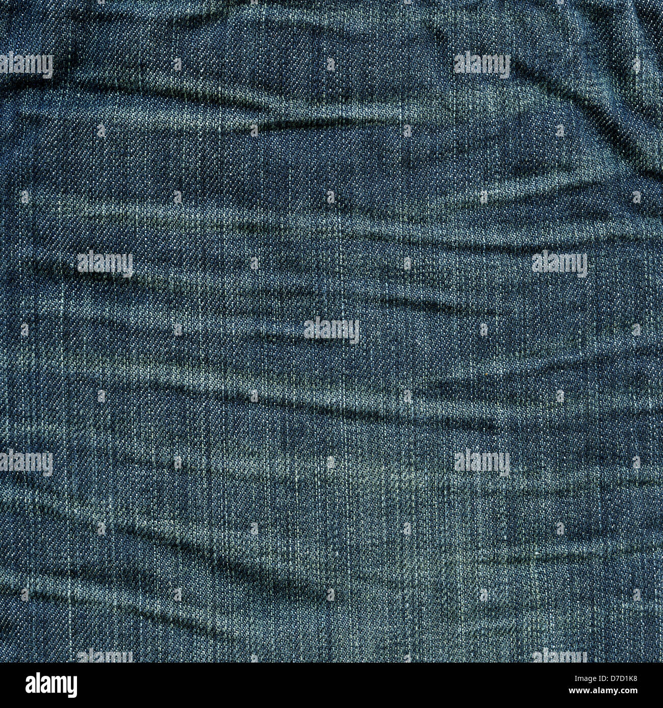 High resolution scan imperial blue denim fabric stripy creases marks ...