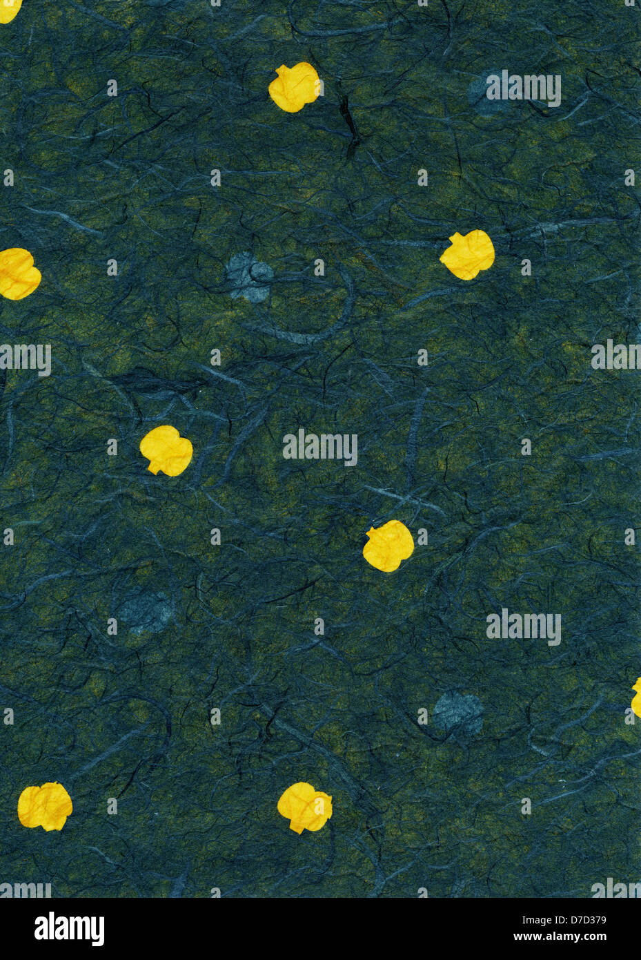 High resolution scan green blue yellow rice paper pattern yellow fruit ...