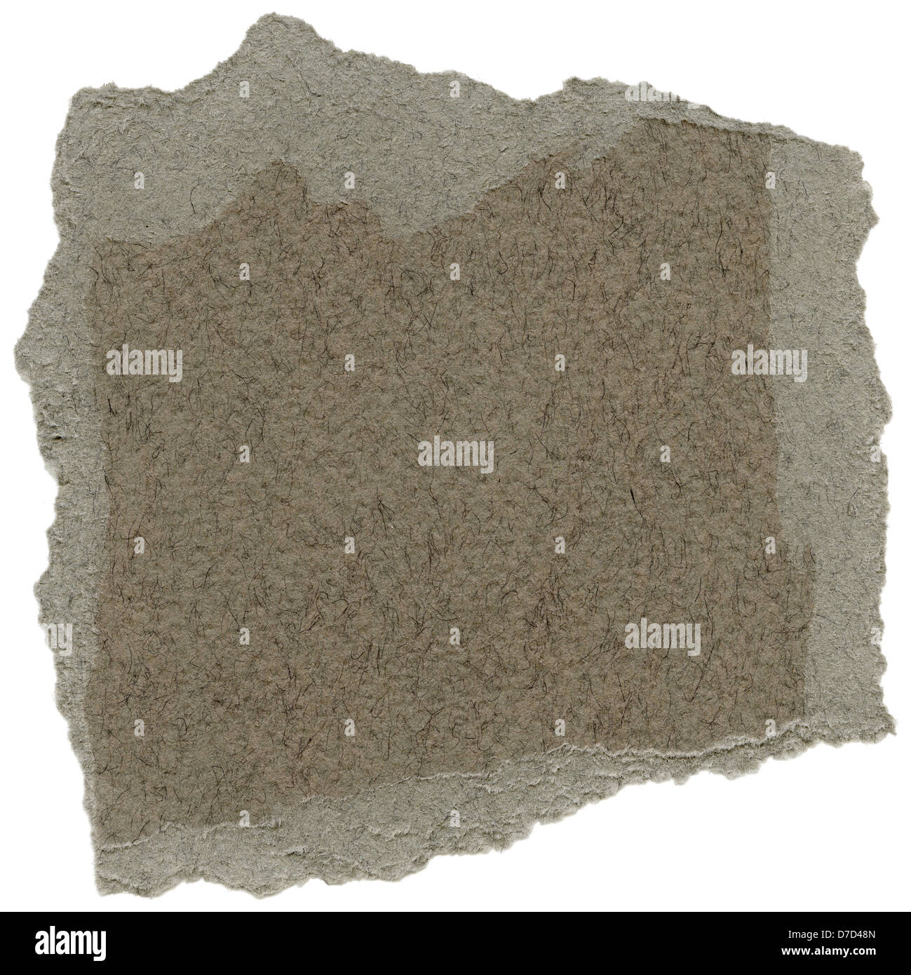Texture taupe gray fiber paper torn edges. Isolated on white background ...