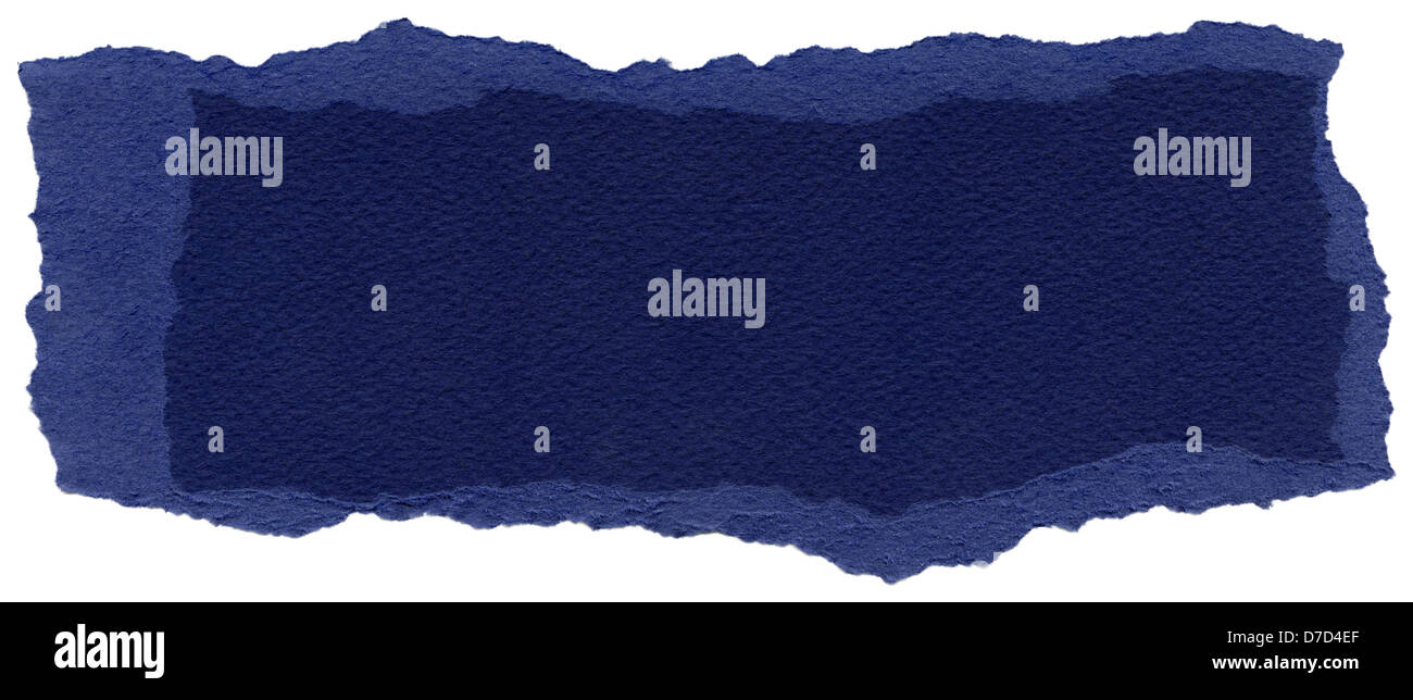 Texture midnight blue fiber paper torn edges. Isolated on white ...