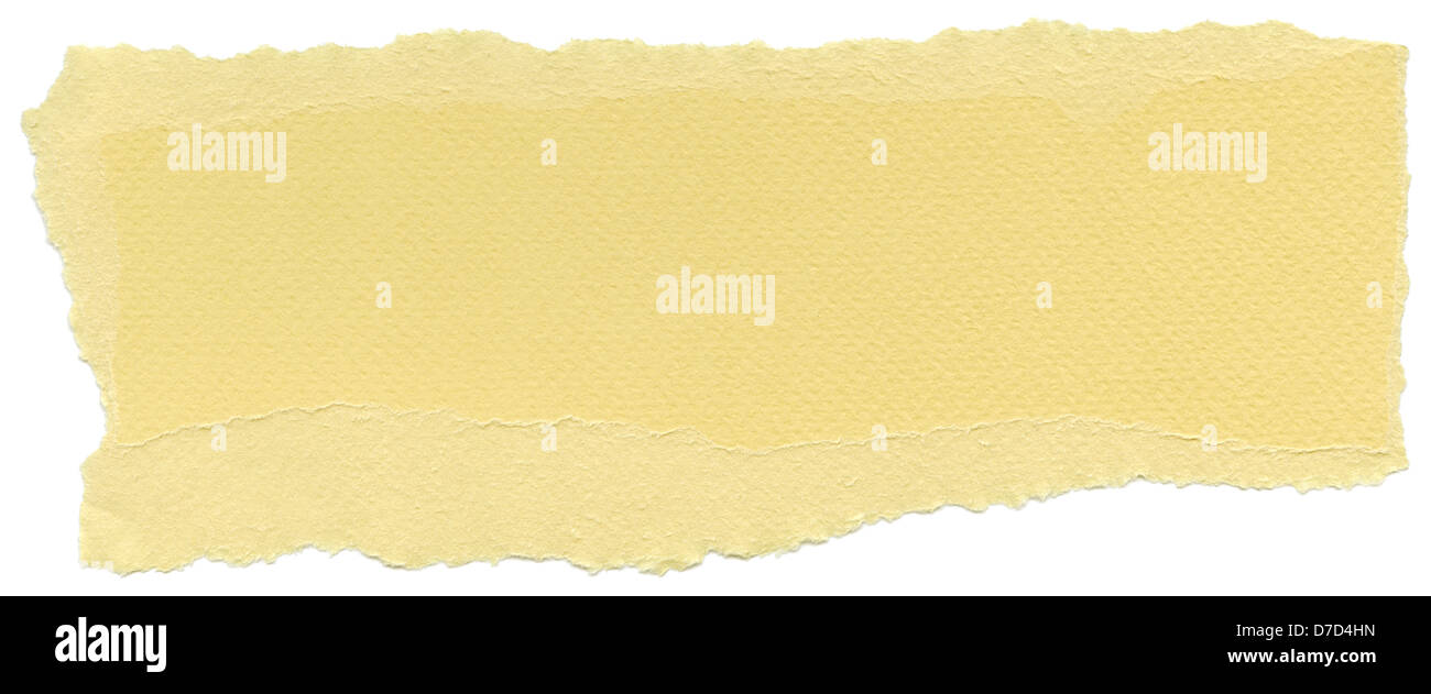 Texture buff yellow fiber paper torn edges. Isolated on white ...