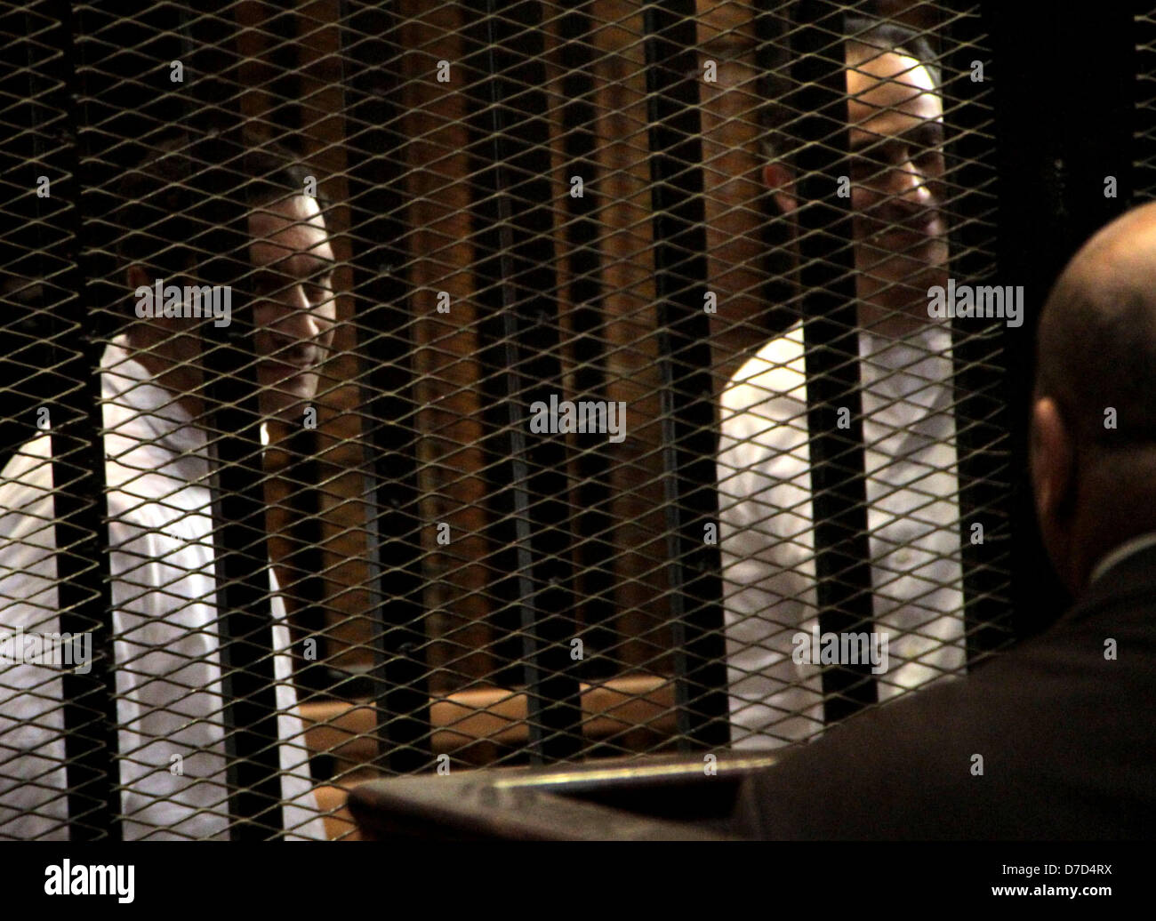 Cairo, Egypt. 3rd May 2013. Alaa and Jamal Mubarak, sons of ousted ...