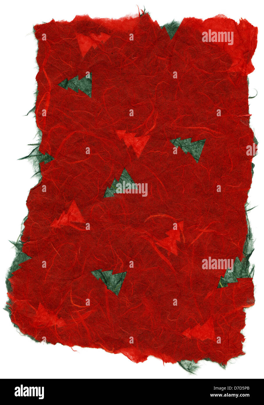 Texture dark red rice paper pattern green pine trees decorating its ...