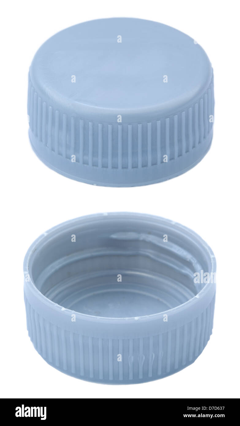 Two angles of a silver plastic bottle cap. Isolated on white background ...