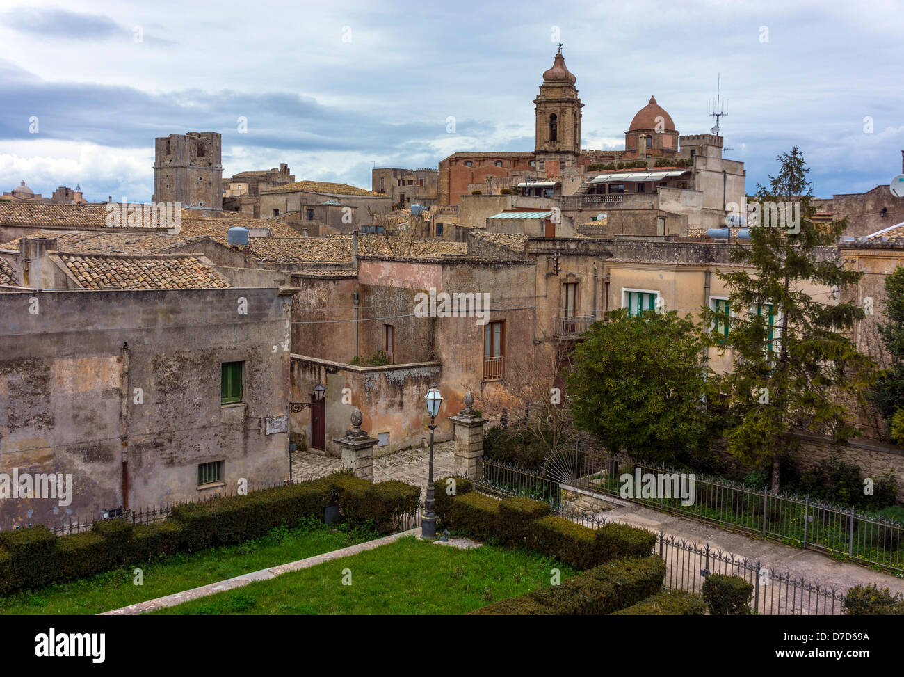 Churches and old buildings, Erice, ancient town, Sicily, Italy Stock ...