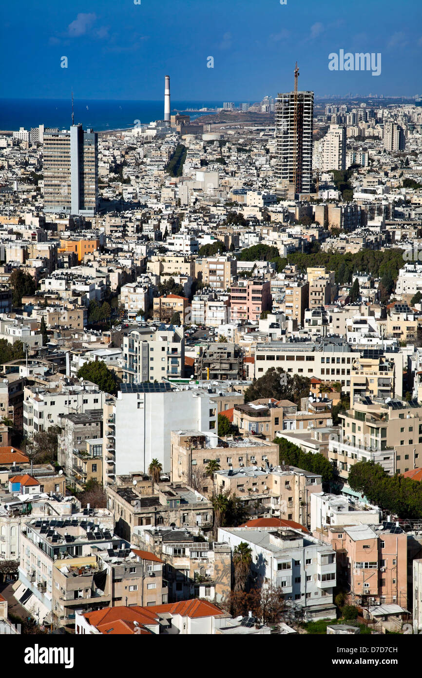 A view to the north, showing the cityscape of Tel-Aviv, the largest ...
