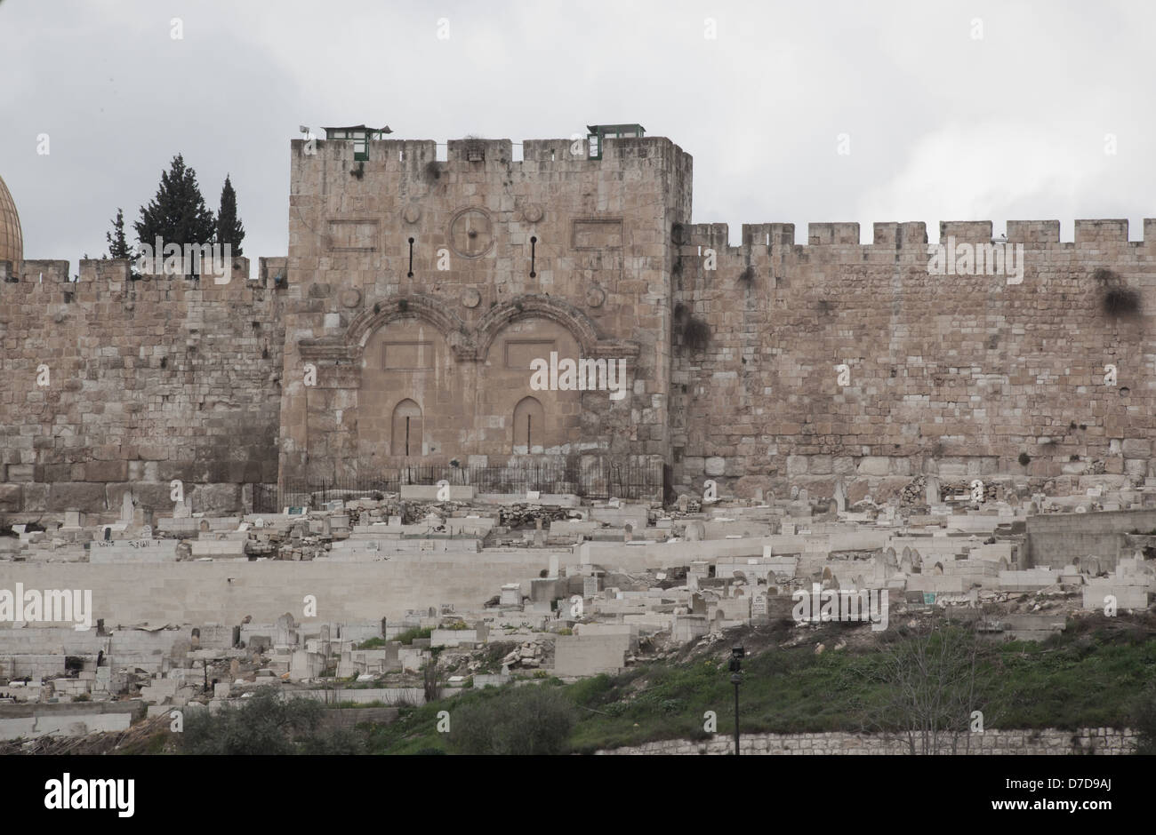 Jerusalem, Israel, old city wall with gates blocked, and graved before ...