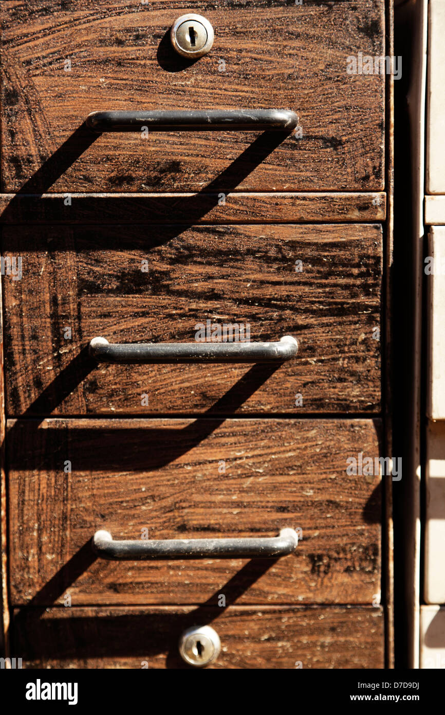 Old cabinet drawers close-up Stock Photo - Alamy