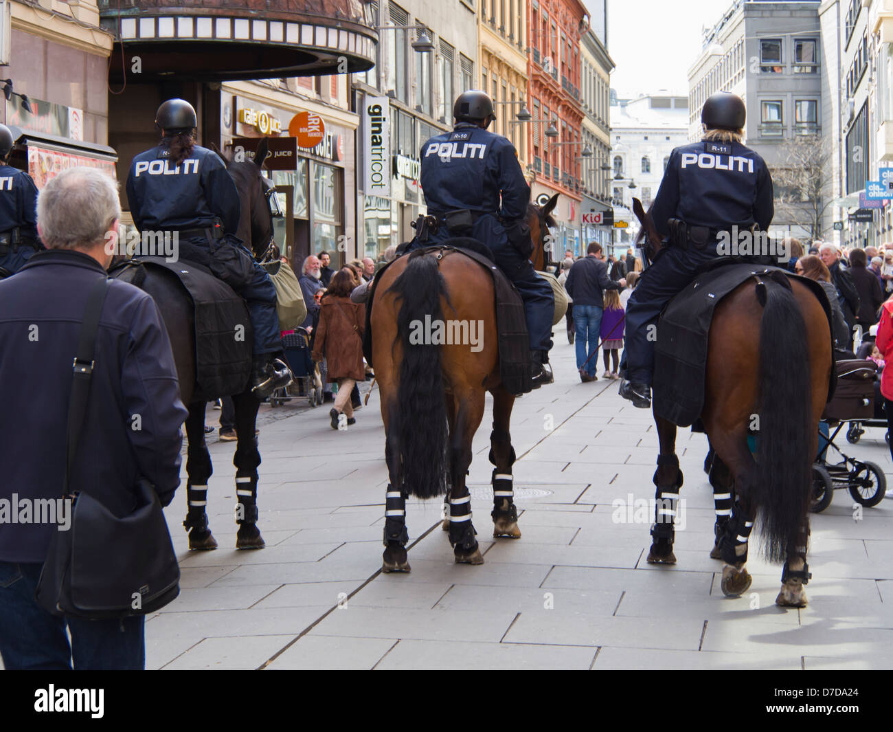 May 1 2013, labour day celebrations in Oslo Norway , police horses and ...